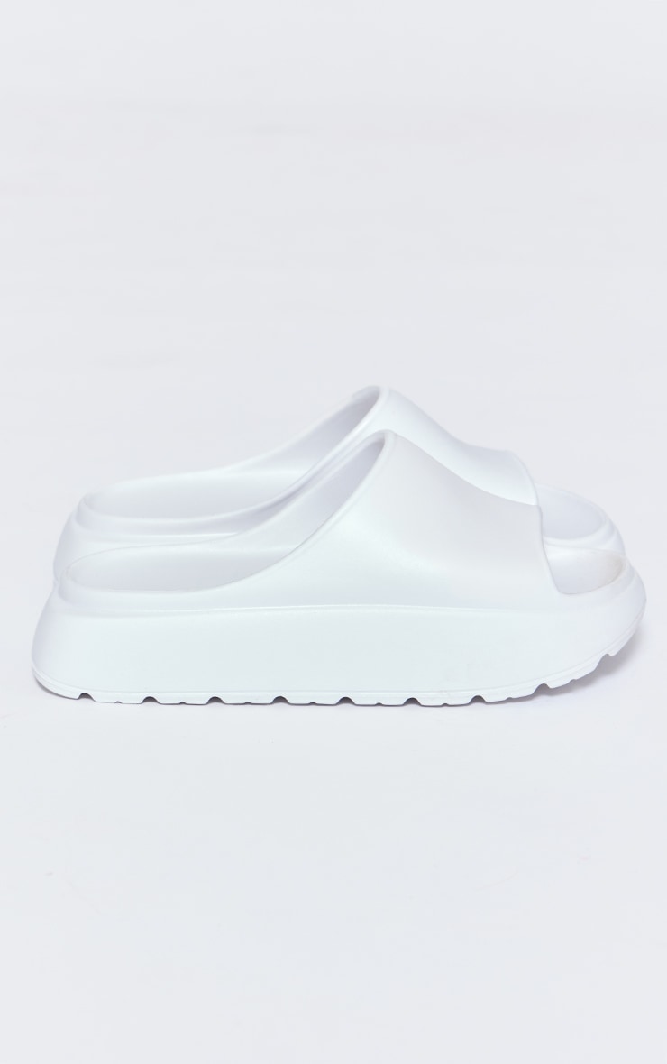 White Round Toe Chunky Sole Slider Sandals | Footwear ...