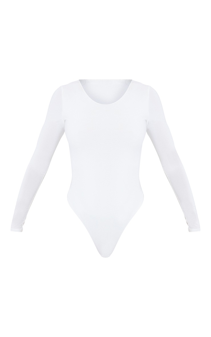 White Second Skin Long Sleeve Thong Bodysuit | Tops | PrettyLittleThing USA