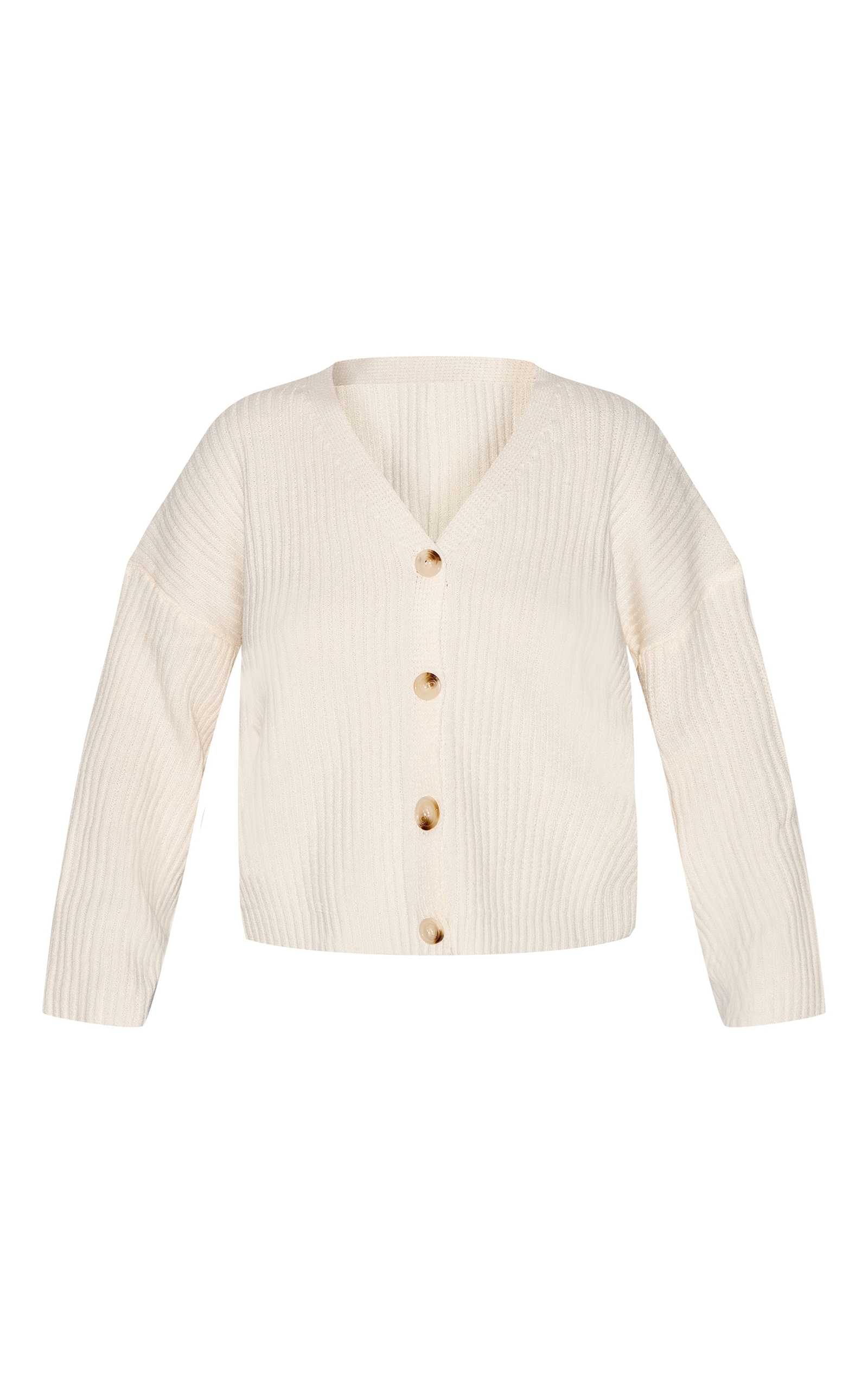 Plus Cream Knit Rib Button Cardigan | Plus Size | PLT