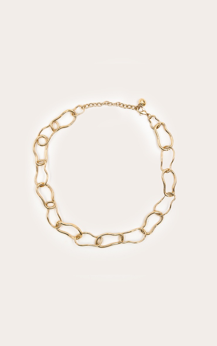 Gold Hammered Layered Circular Chain Necklace | Accessories | PLT