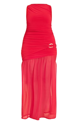 Shape Red Boat Neck Ruched Dropped Hem Maxi Dress | Shape ...