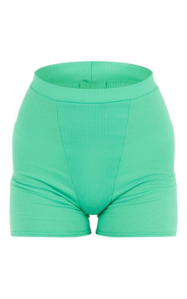 Bright Green Ribbed Bike Shorts | Co-ords | PrettyLittleThing USA