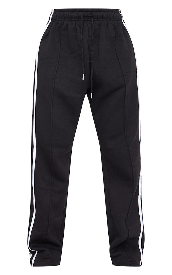 Black Basic Double Stripe Straight Leg Sweatpants | Sweat | PLT USA