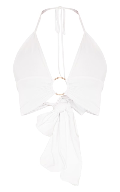 White Plunge Ring Detail Bralet | Tops | PrettyLittleThing USA