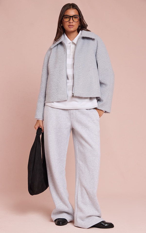 Light Blue Boucle Zip Up Jacket | Outerwear | PLT