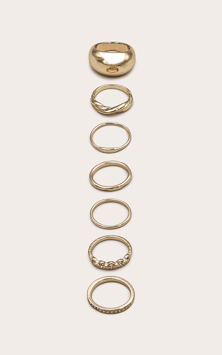 Gold Assorted Diamante Textured Multipack Rings | Accessories ...