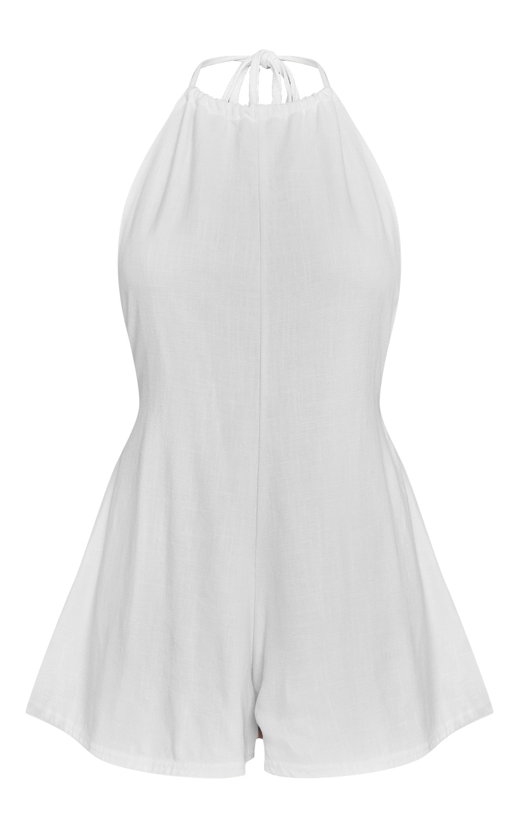 Petite White Linen Look Halterneck Floaty Playsuit | Petite | PLT
