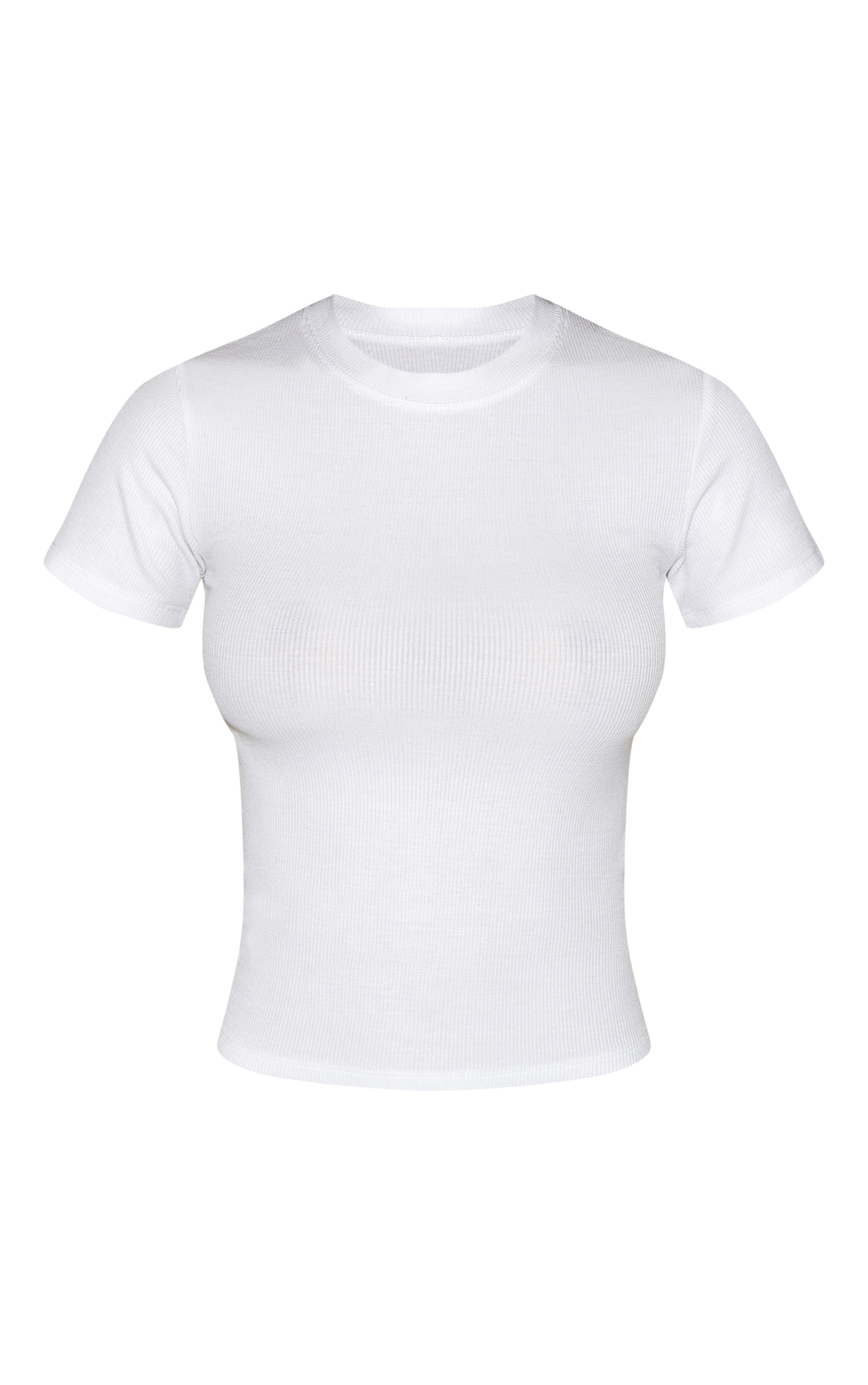 White Soft Rib Crew Neck Short Sleeve Top | Tops | PLT USA
