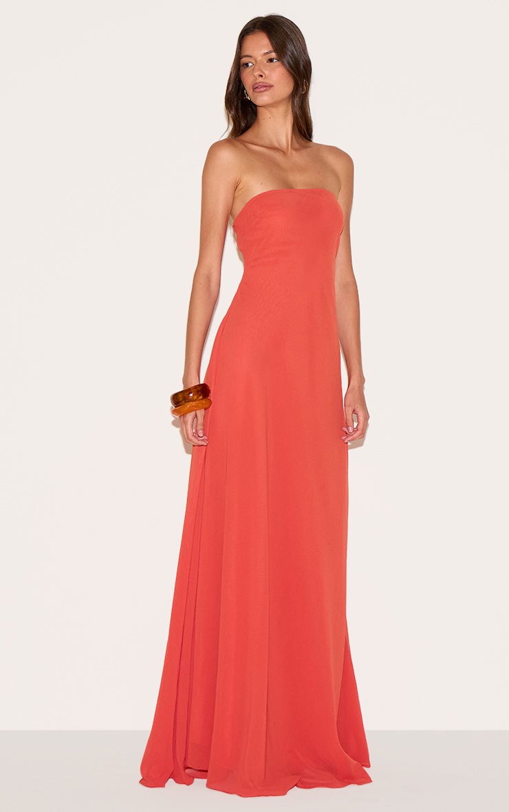 Rust Chiffon Bandeau Maxi Dress | Dresses | PLT USA