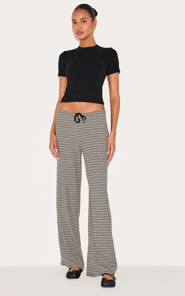 Stone Striped Contrast Drawstring Slouchy Trousers | Bottoms ...