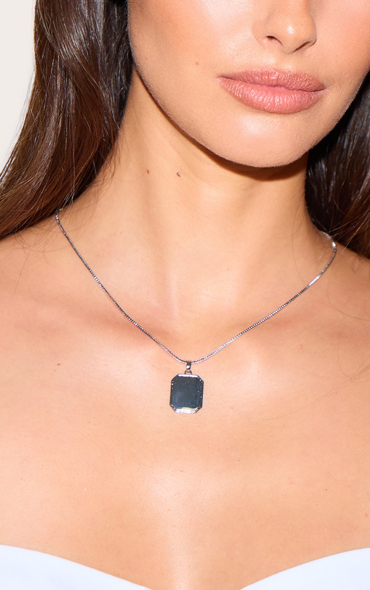 Silver Square Pendant Necklace | Accessories | PrettyLittleThing USA