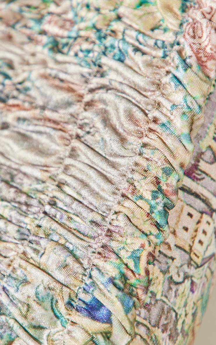 Multi Renaissance Printed Ruched Velvet Mini Bag | PrettyLittleThing USA