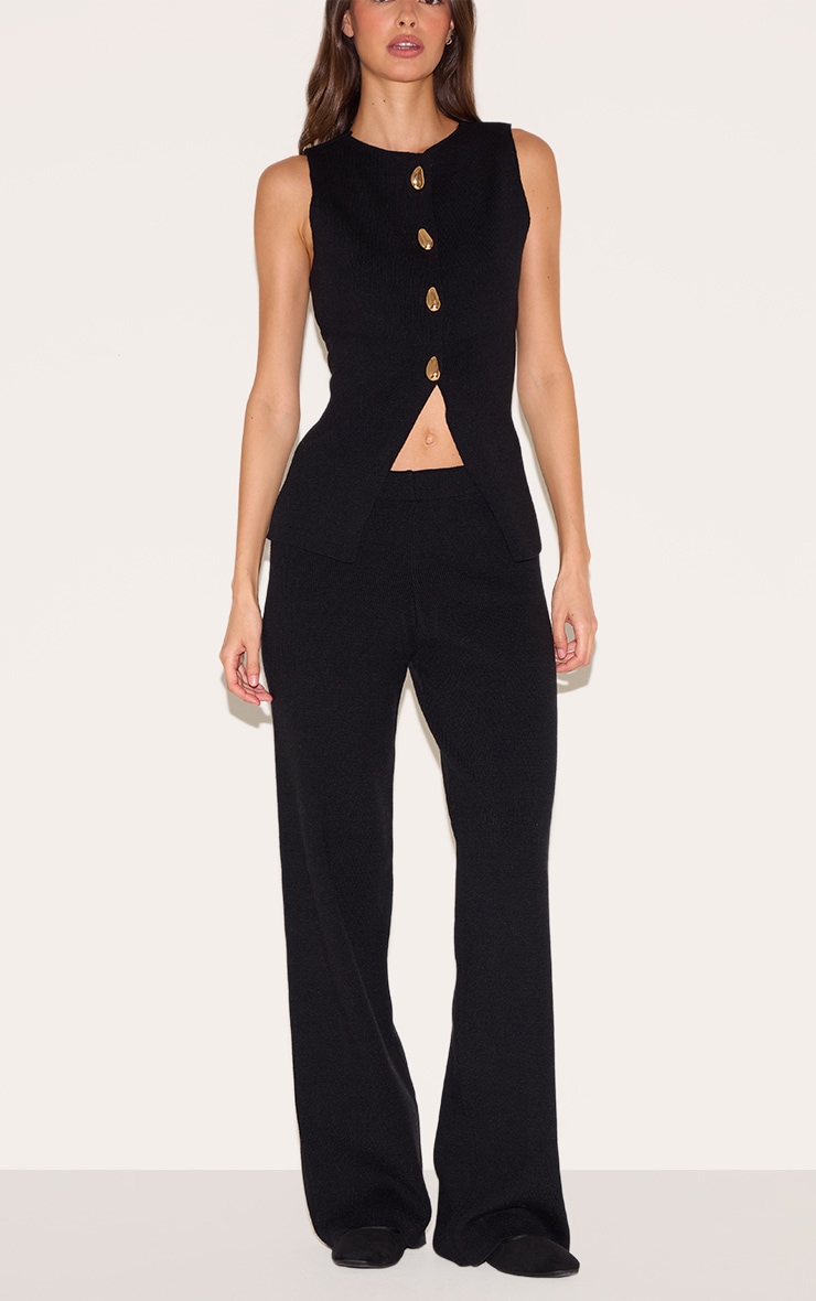 Black Compact Knit Pants | Knitwear | PrettyLittleThing USA