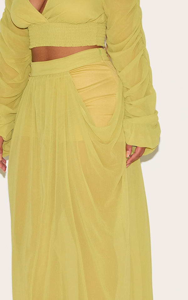 Shape Lime Chiffon Highwaisted Drape Maxi Skirt | Shape | PLT USA