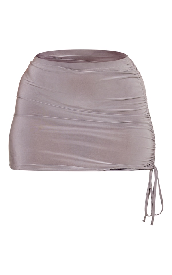 Charcoal Slinky Ruched Extreme Micro Mini Skirt | PrettyLittleThing CA