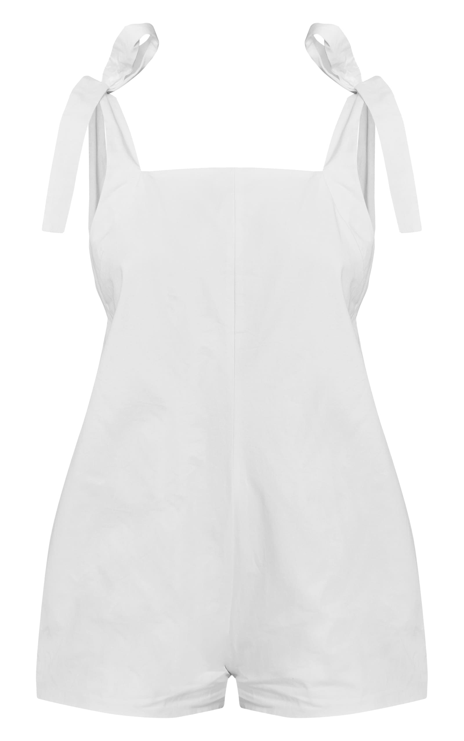 White Woven Tie Shoulder Detail Playsuit | Dresses | PLT