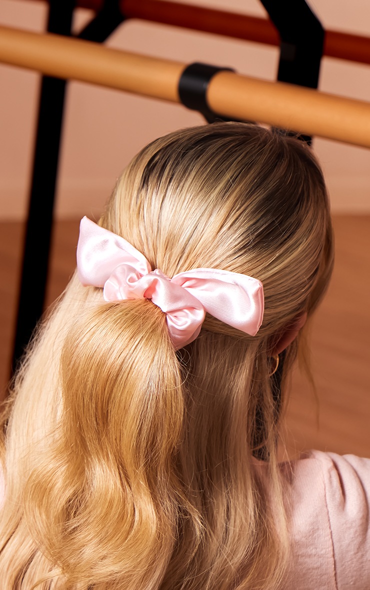 Baby Pink Satin Bow 2 Pack Scrunchies | Accessories | PrettyLittleThing USA