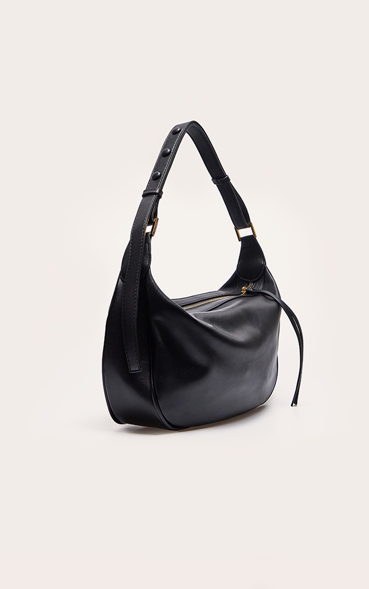 Black Oversized PU Slouchy Shoulder Bag | Accessories | PLT