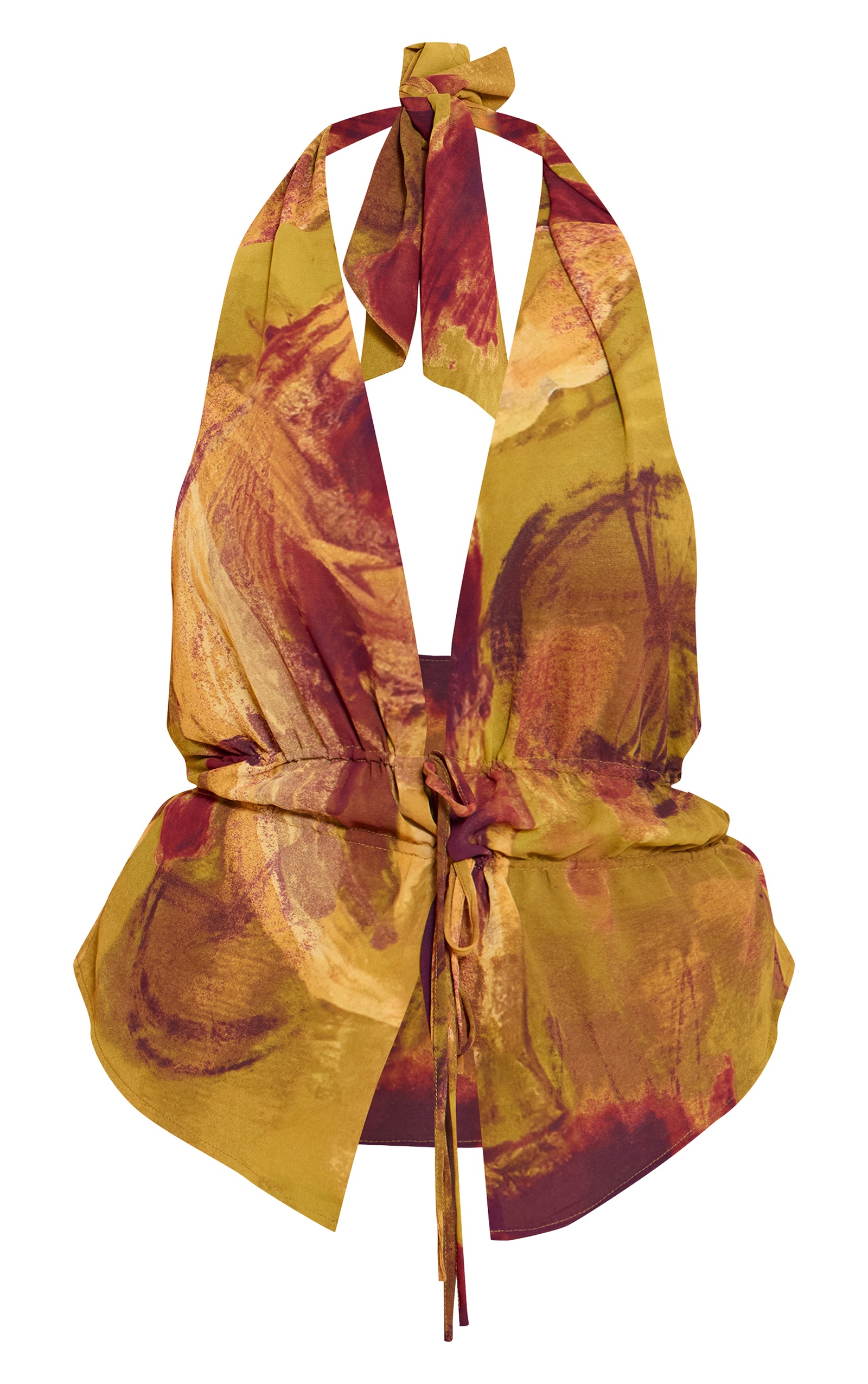 Shape Green Marble Halterneck Split Front Top | Shape | PLT USA