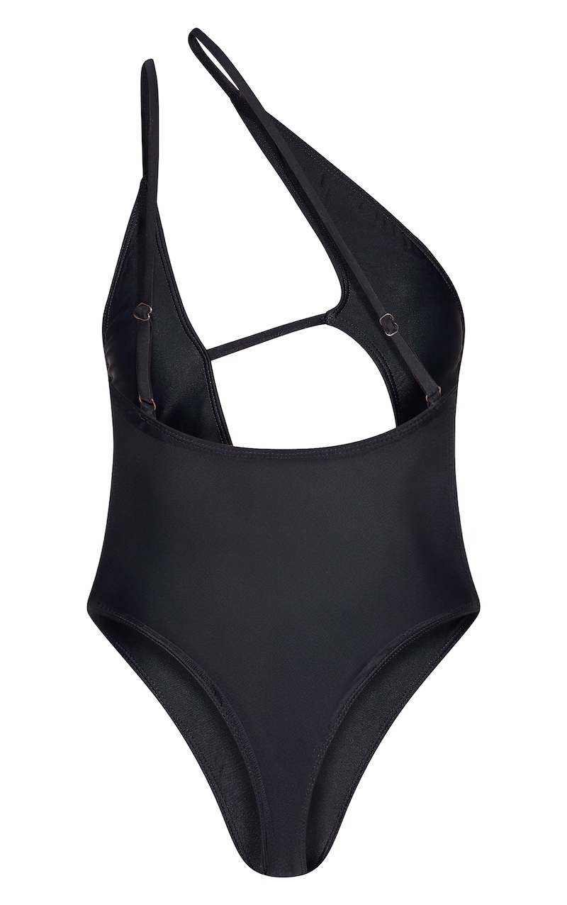 Black One Shoulder Cut Out Detail Swimsuit | Swimwear | PLT AUS