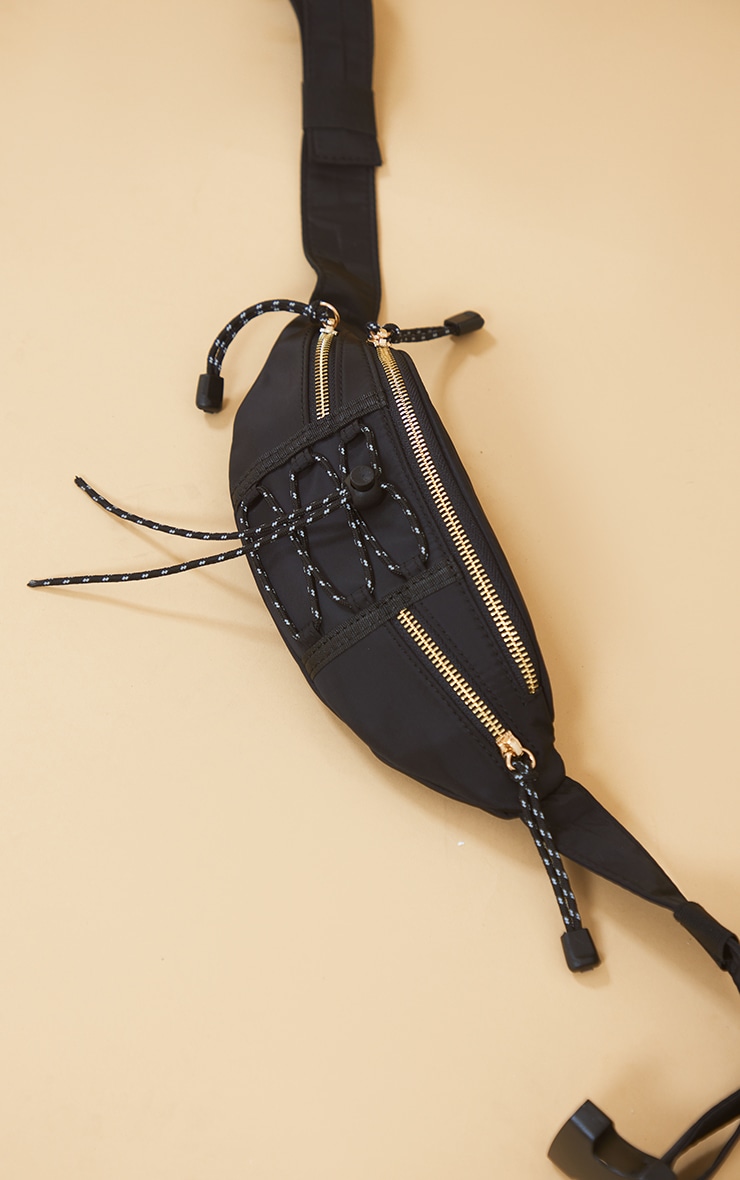 Black Nylon Zip Toggle Bum Bag | Accessories | PrettyLittleThing CA