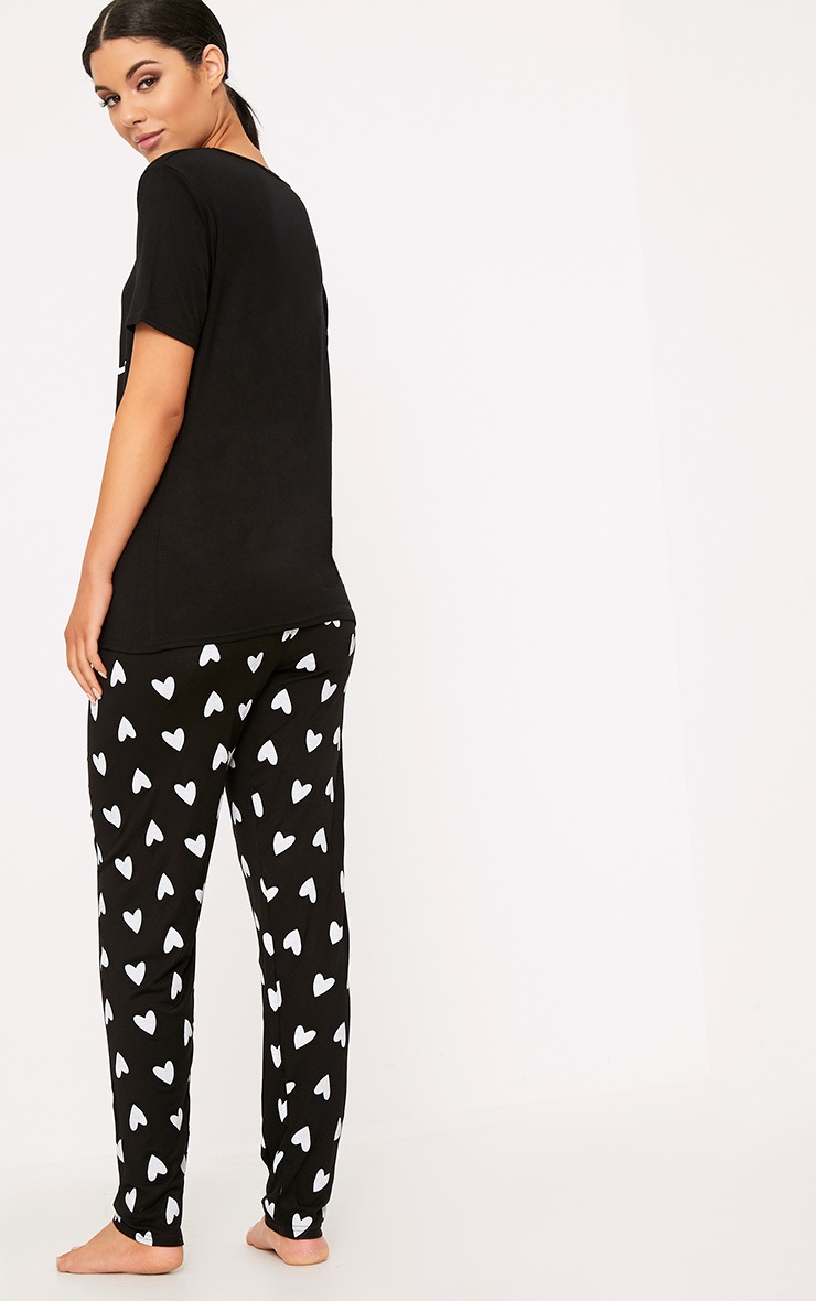 Black Hen Party Slogan Long PJ Set | Nightwear | | PrettyLittleThing