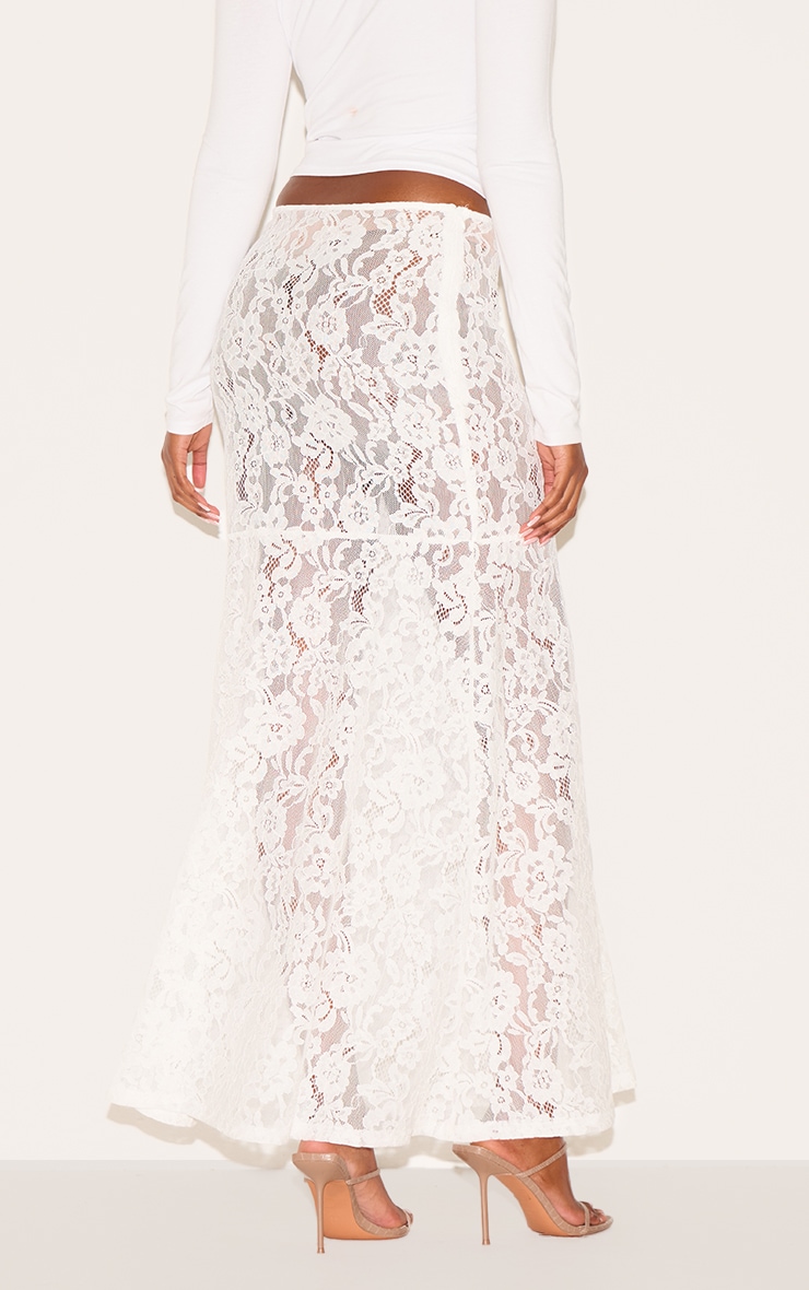 White Floral Lace Sheer Maxi Skirt | Bottoms | PLT