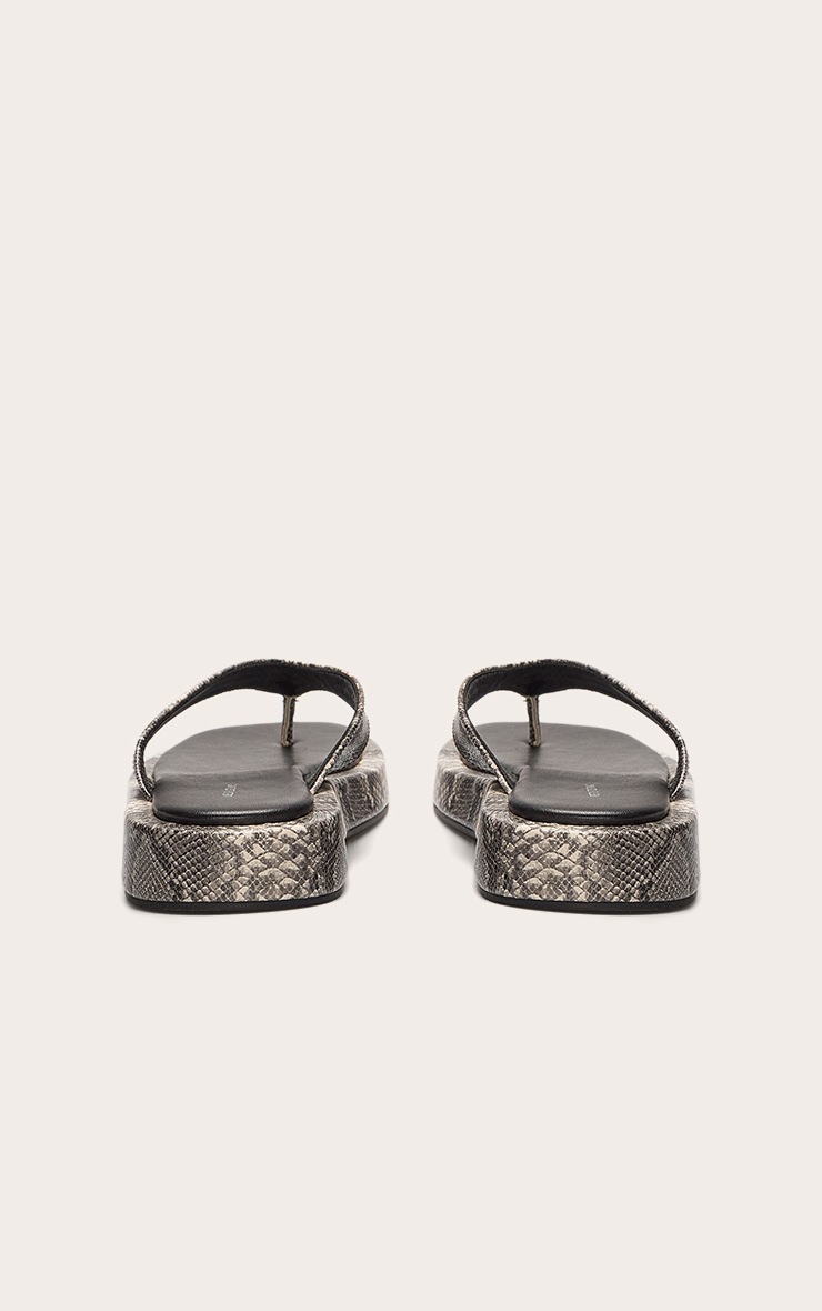 Snake Pu Round Toe Thong Flatform Sandals | Footwear | PLT