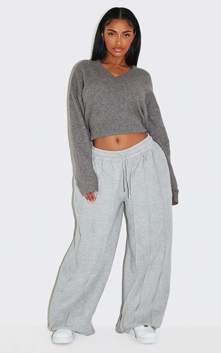 Shape Grey Marl High Waist Exposed Joggers | Shape | PrettyLittleThing QA