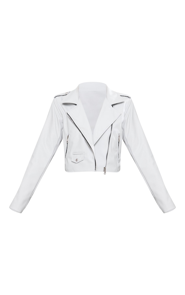 Light Grey Basic Faux Leather Biker Jacket | Outerwear | PLT