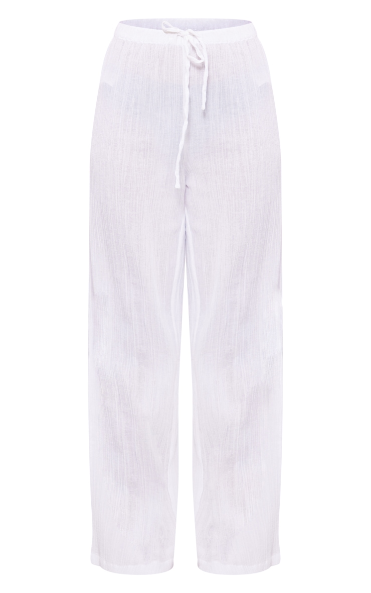 White Cheesecloth Slouchy Wide Leg Trousers | PrettyLittleThing