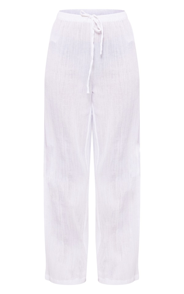 White Cheesecloth Slouchy Wide Leg Pants | PrettyLittleThing USA