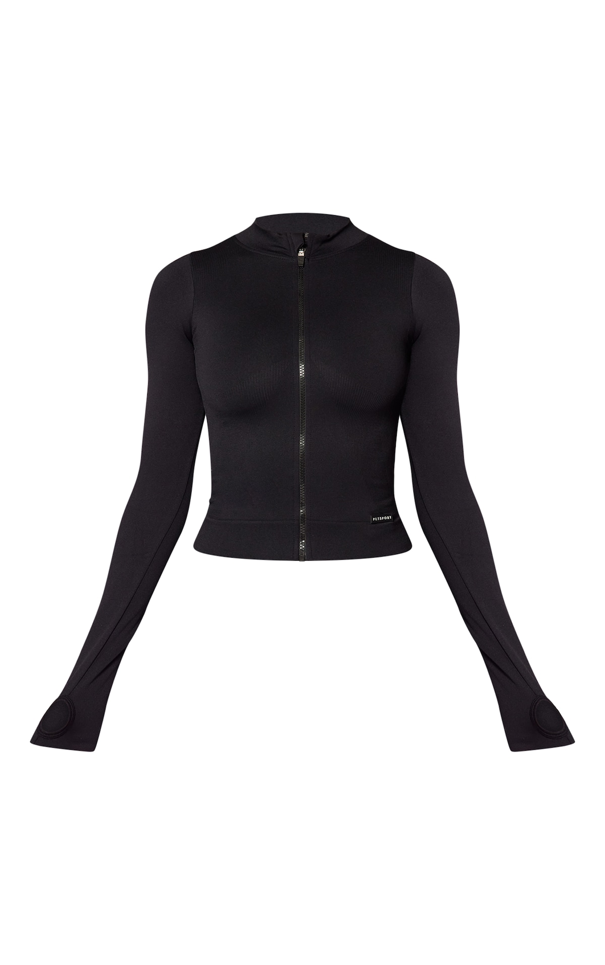 Black Seamless Rib Detail Jacket | Activewear | PrettyLittleThing USA