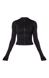 Black Seamless Rib Detail Jacket | Activewear | PrettyLittleThing USA