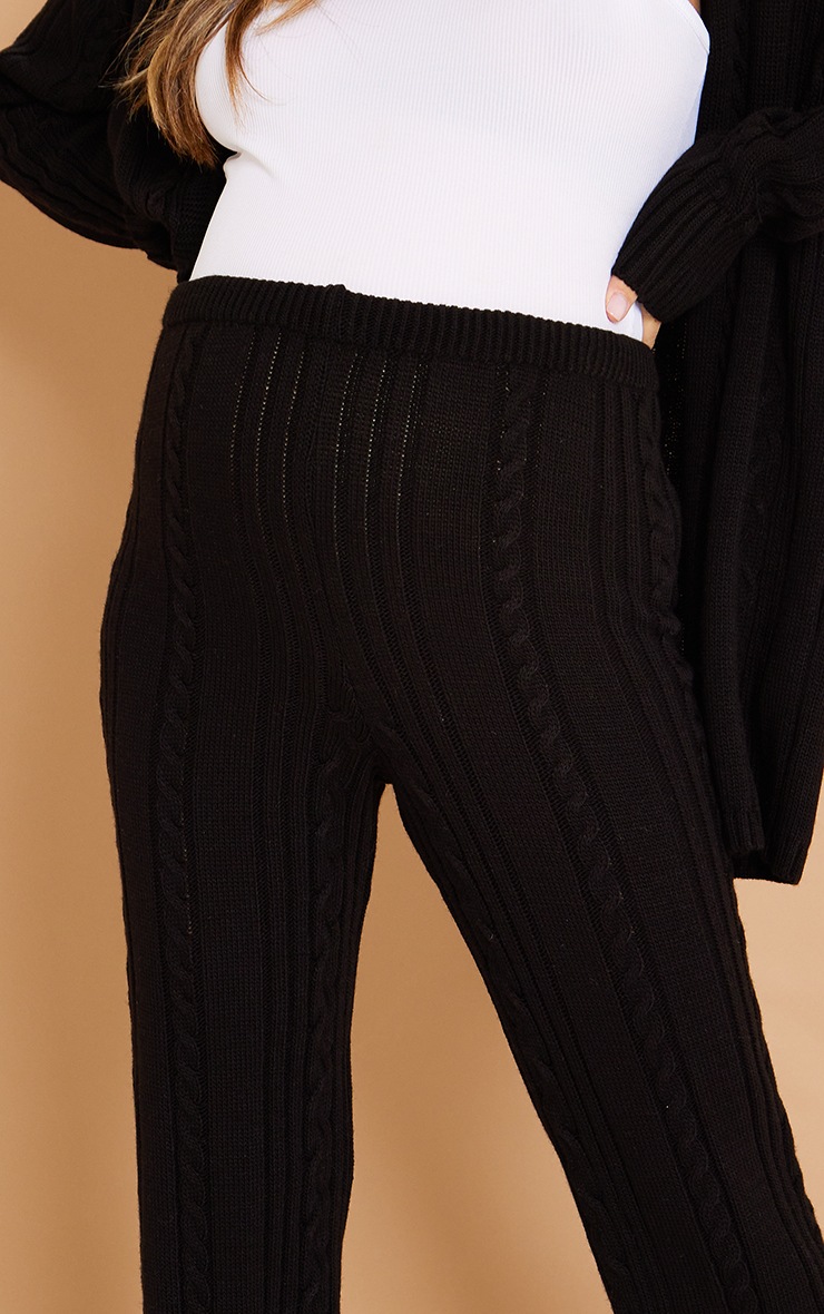Maternity Black Cable Knit Wide Leg Flare | PrettyLittleThing USA
