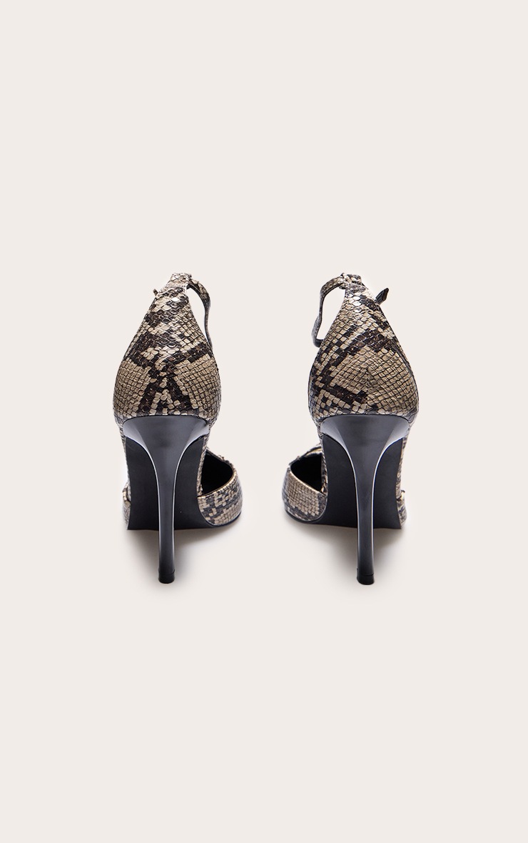Snake Pu Point Toe Buckle Detail Court Heels | Footwear ...