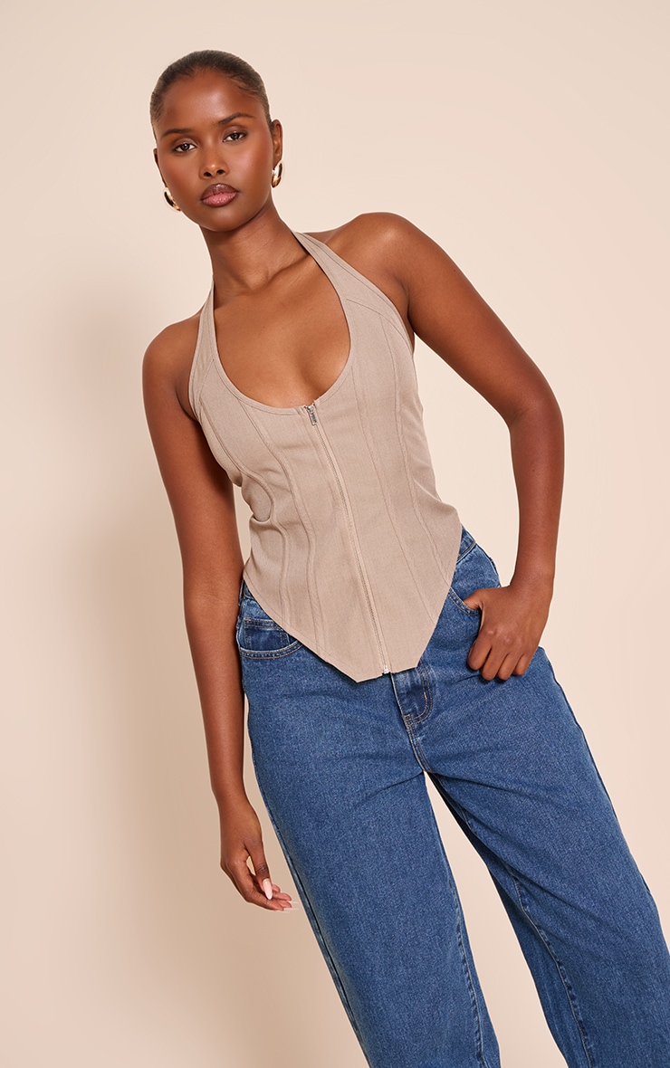 Mushroom Boned Dip Hem Corset | Tops | PLT