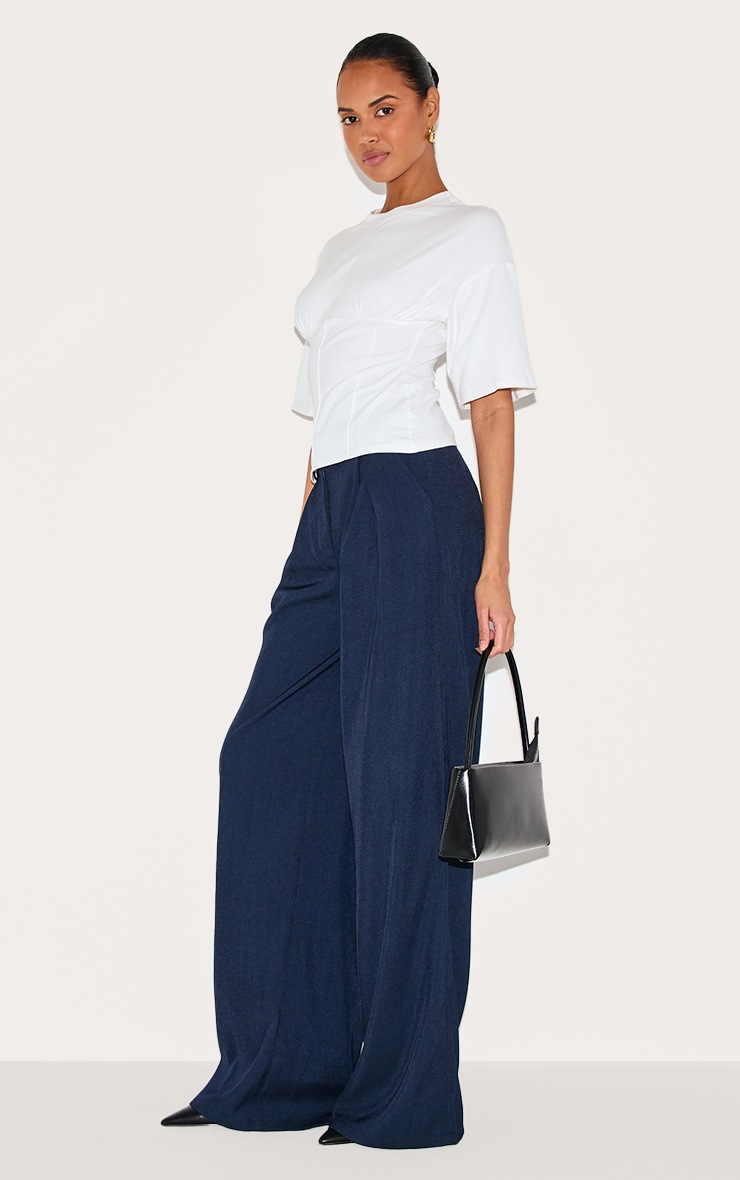 White Ruched Bust Detail Fitted T Shirt | Tops | PrettyLittleThing USA