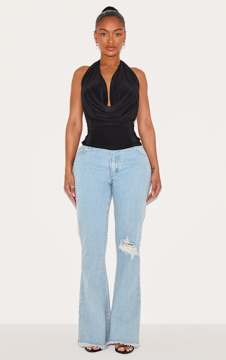 Shape Black Halter Long Line Open Back Top | Shape | PLT