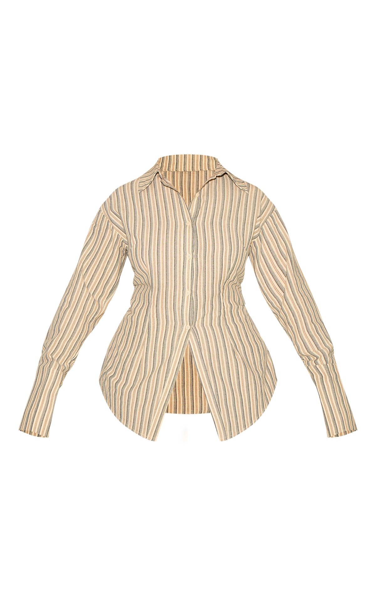 Shape Olive Striped Cinched Back Front Shirt | Shape | PLT