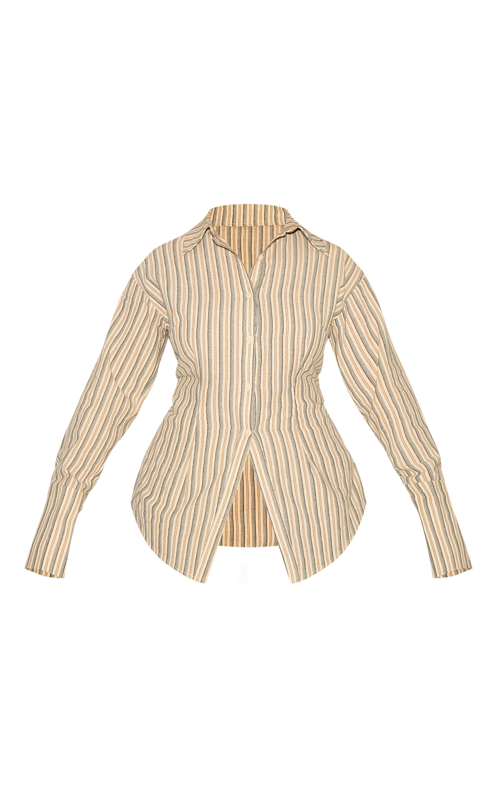 Shape Olive Striped Cinched Back Front Shirt | Shape | PLT