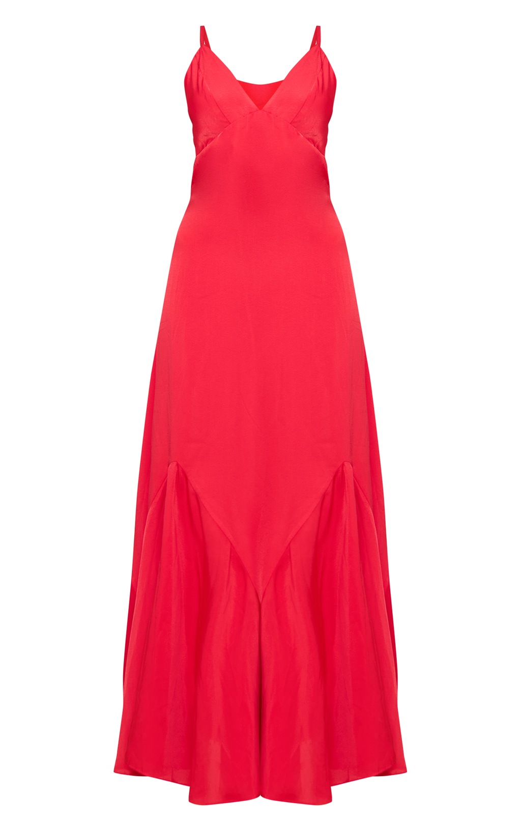 Red Satin V Neck Maxi Dress | Dresses | PLT