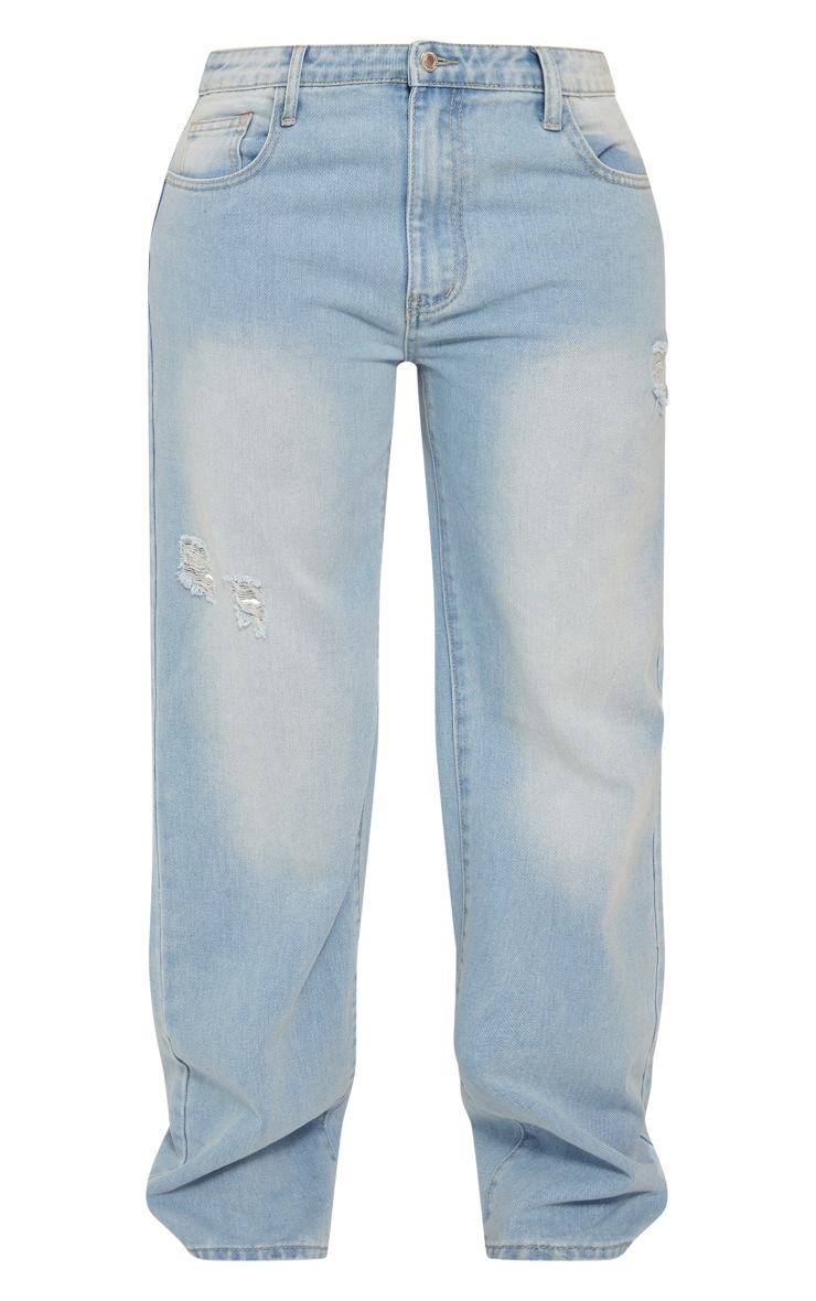 Shape Light Blue Washed Denim Wide Leg Jeans | Shape | PLT