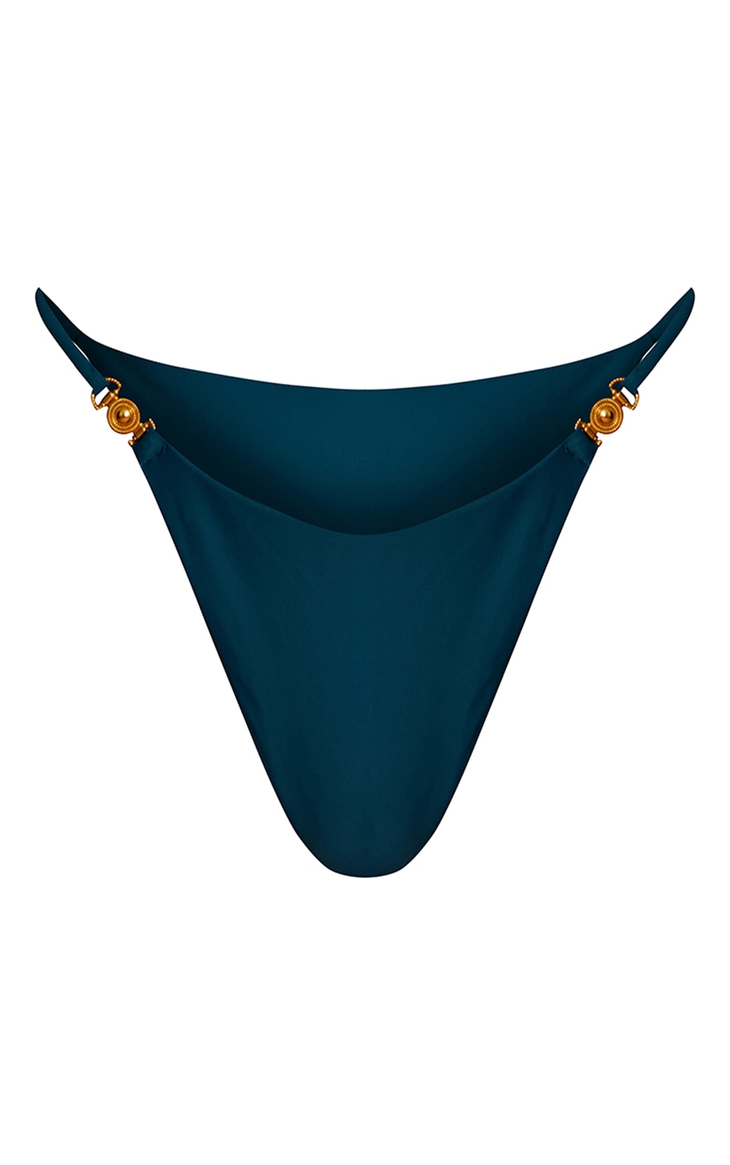 Teal Gold Trim Strappy Thong Bikini Bottoms | Swimwear | PLT