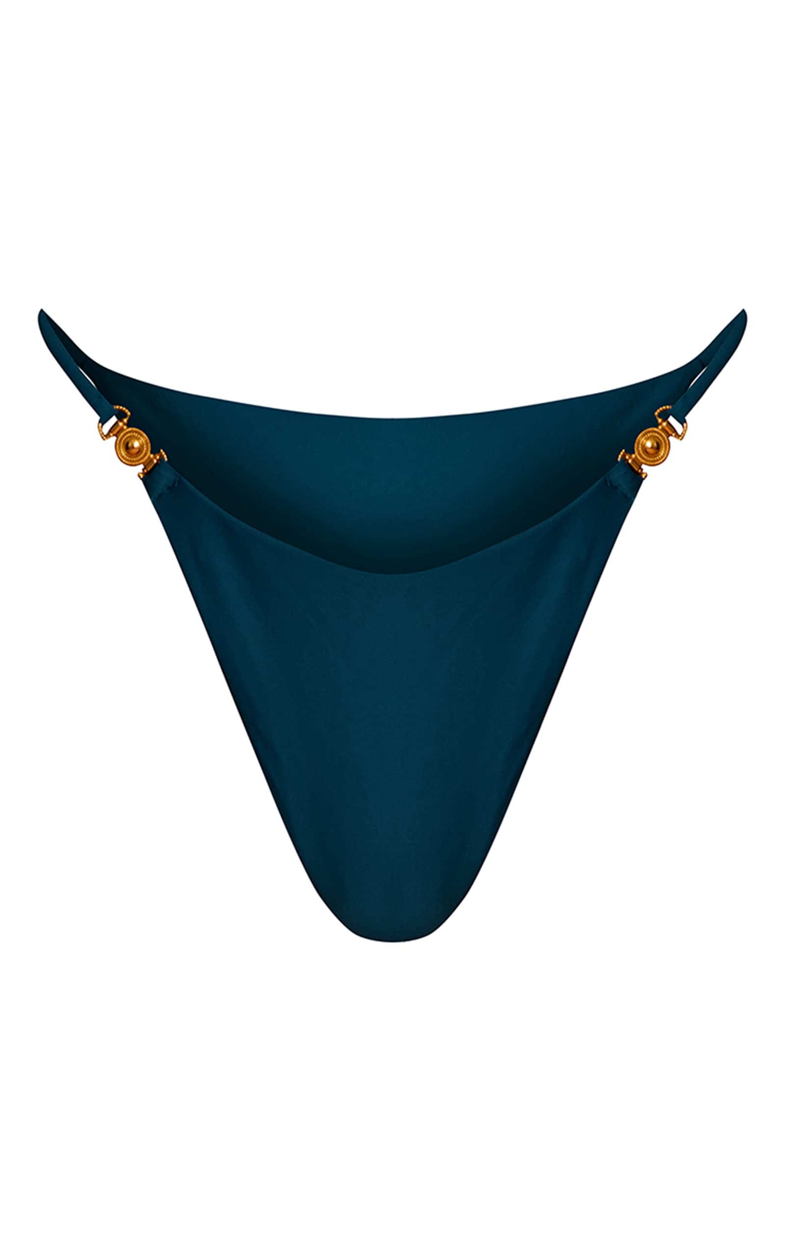 Teal Gold Trim Strappy Thong Bikini Bottoms | Swimwear | PLT