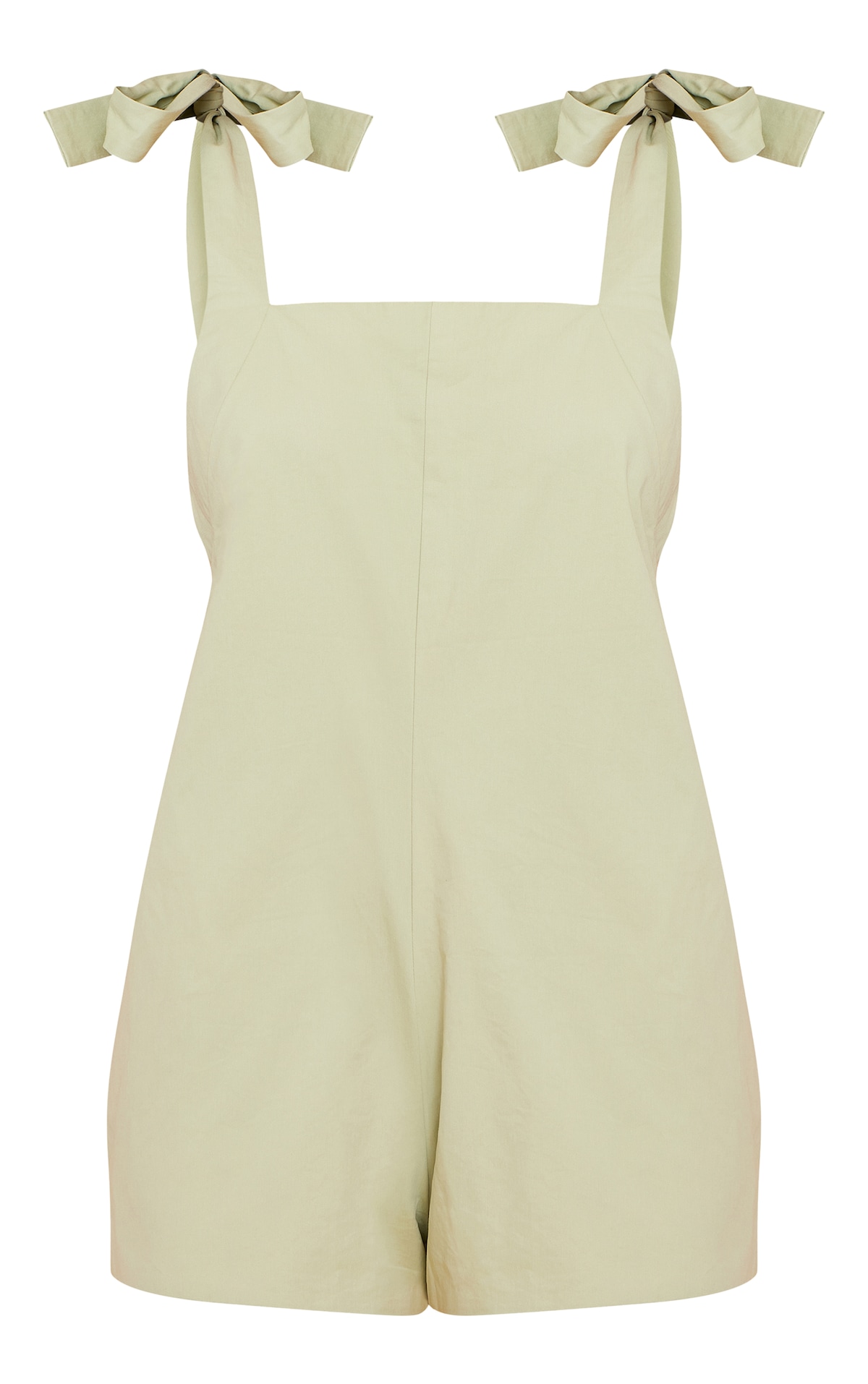 Sage Woven Tie Shoulder Detail Playsuit | Dresses | PLT