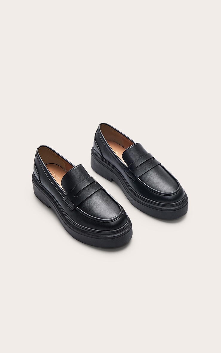 Black Pu Chunky Basic Loafer | Footwear | PLT