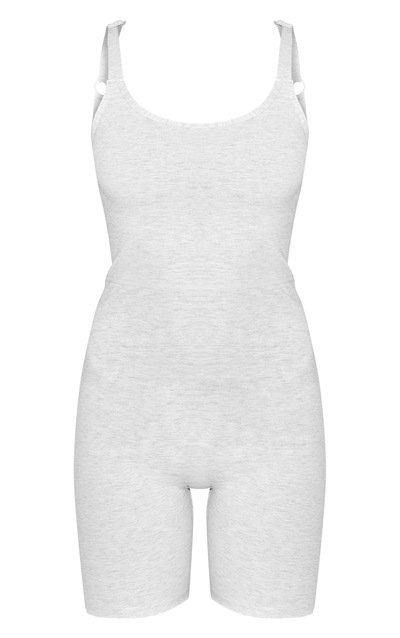 Ash Grey Sculpt Low Back Strappy Unitard | Activewear | PrettyLittleThing