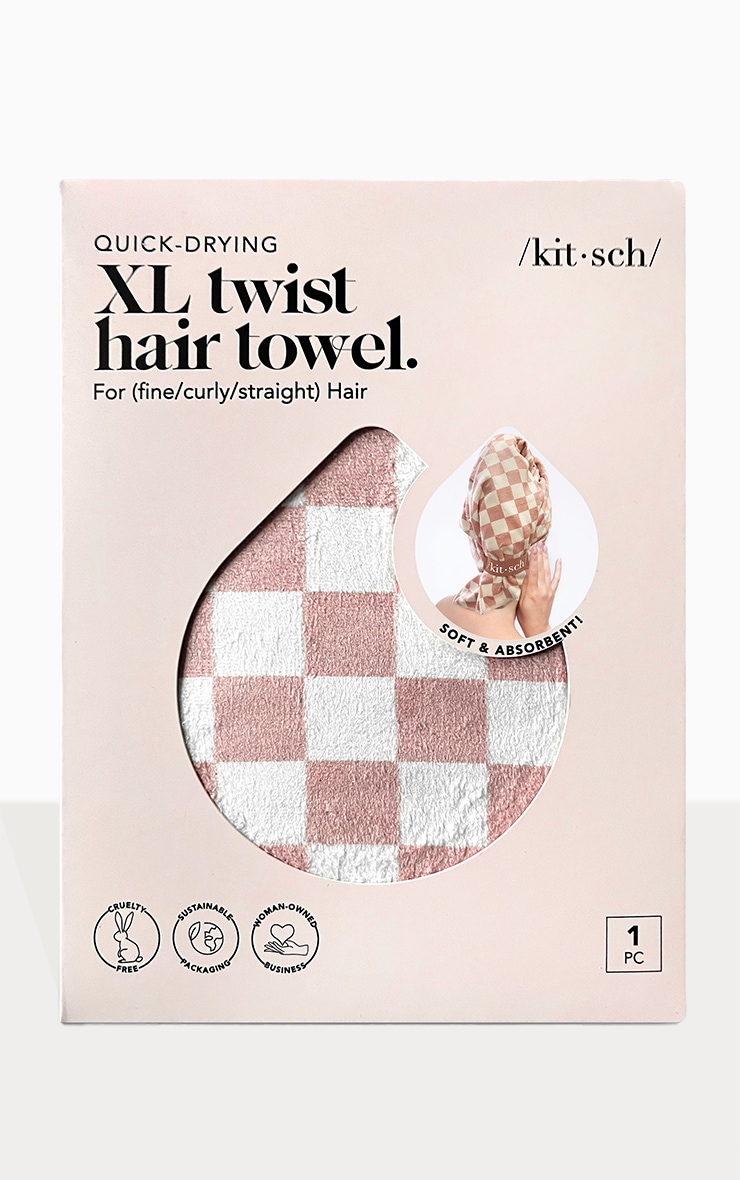 Kitsch Serviette Pour Les Cheveux XL Sêchage Rapide Terracotta Checker ...