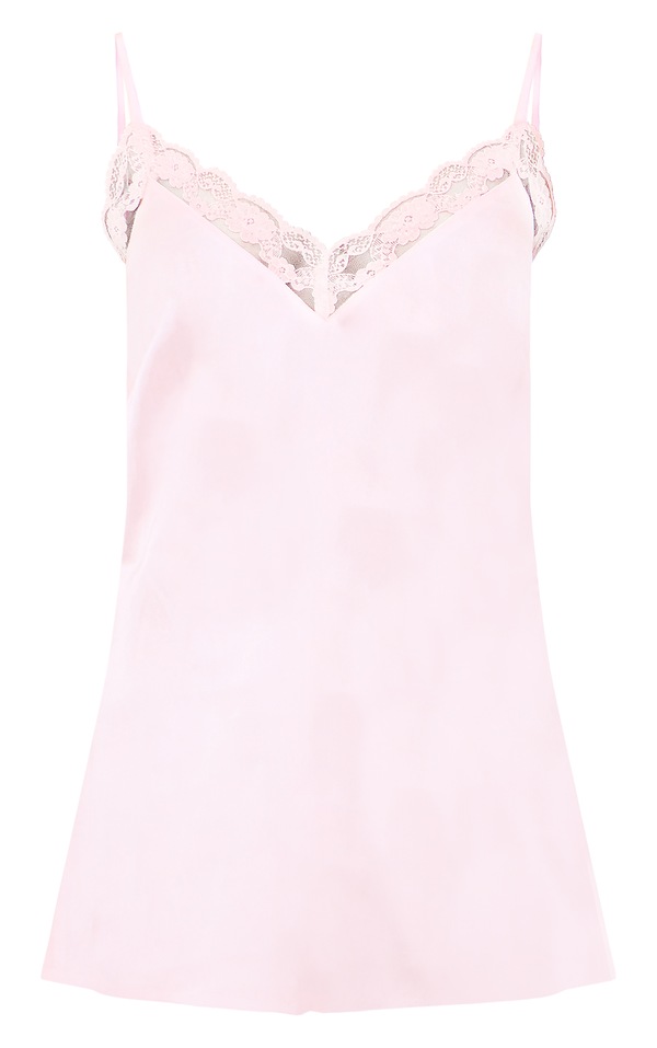 Baby Pink Lace Trim Satin Nightie | Lingerie & Nightwear | PLT